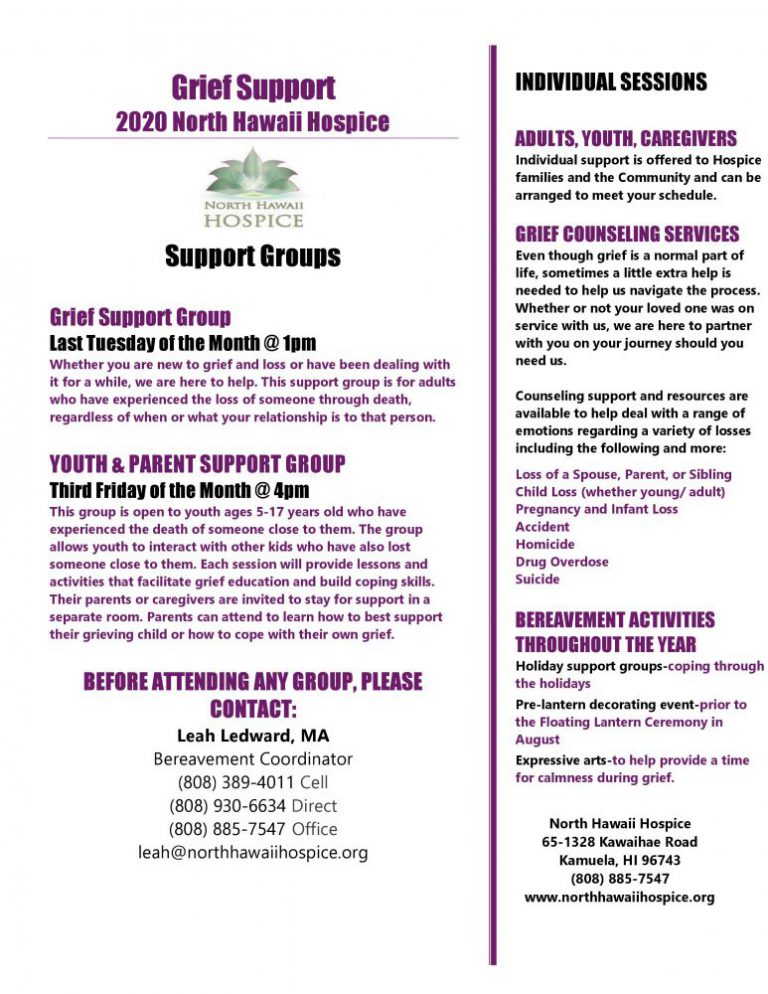 2020 Grief Support — North Hawaii Hospice